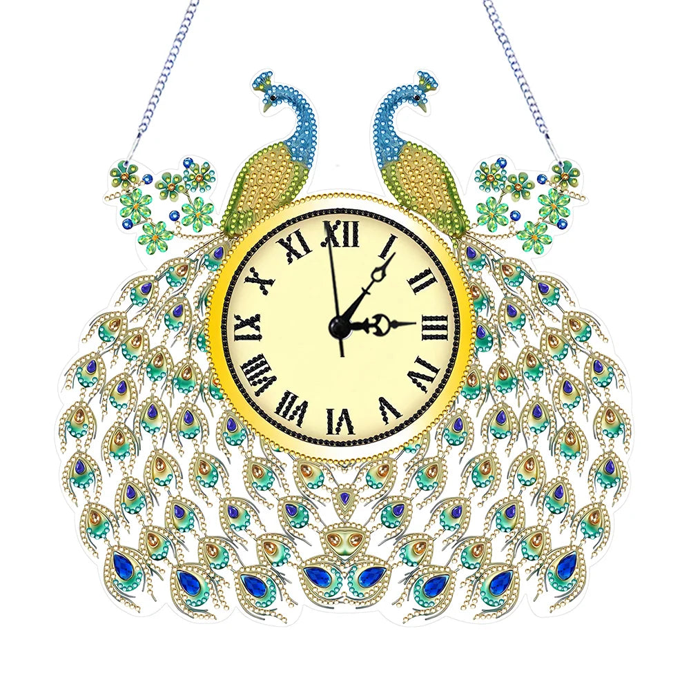 Peacock Diamond Painting Art Clock Kit | Special Shaped DIY Wall Decor ...